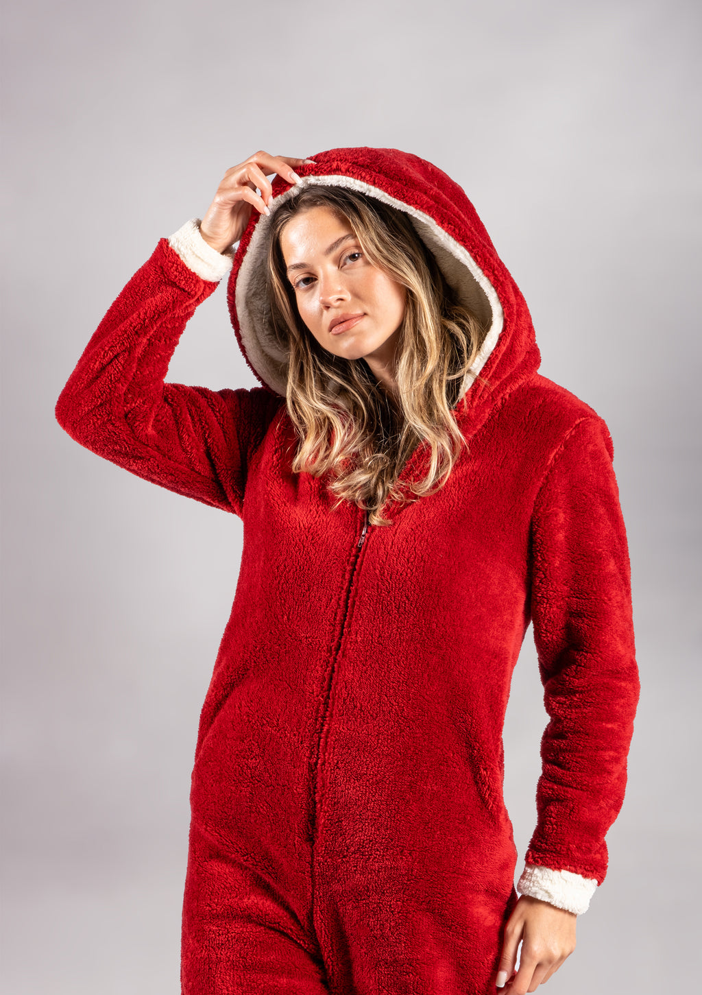 Peluş Tulum Pijama Takımı Kırmızı – Seamount Store